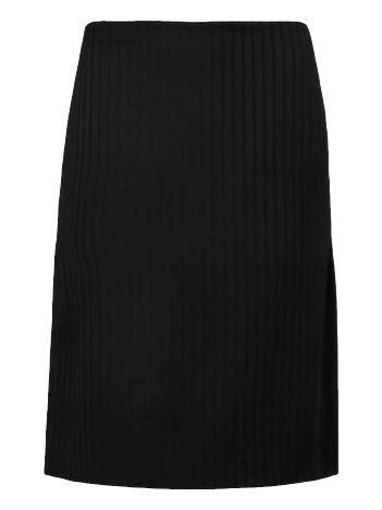 Calvin Klein Ribbed Knit Wool Miniskirt With Back Zipper - Black