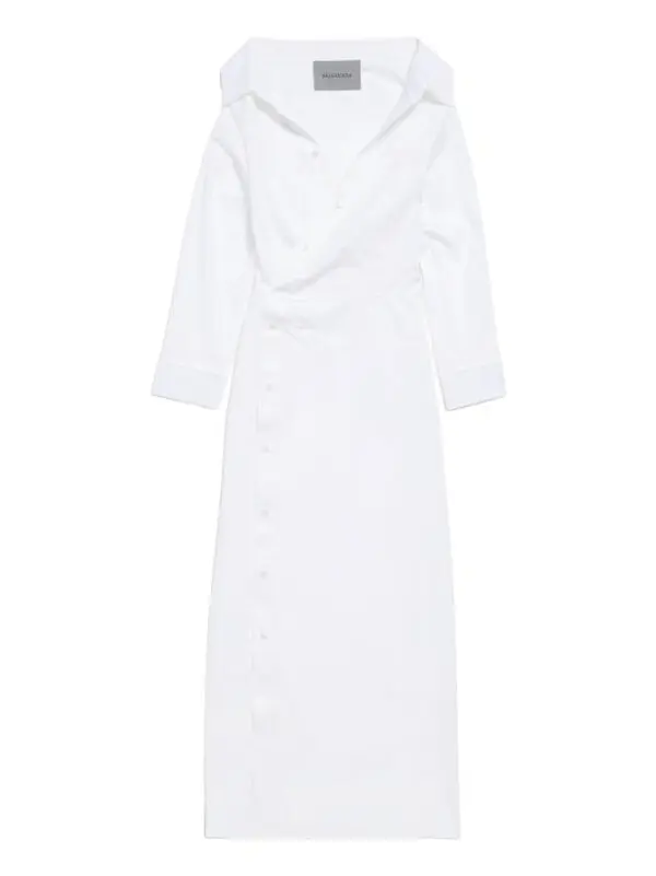 Balenciaga Off-shoulder Shirt Dress In Regenerative Cotton Poplin - White