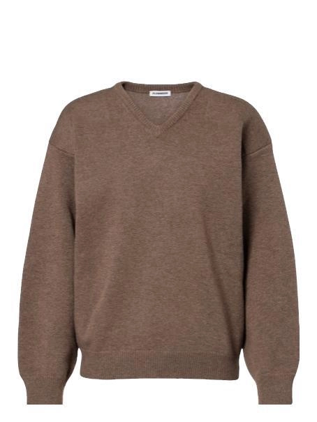 JIL SANDER V-neck Wool-blend Sweater - Brown