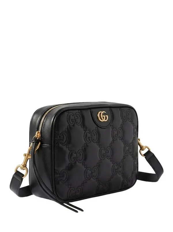 Gucci Gg Quilted Leather Crossbody Bag - Black