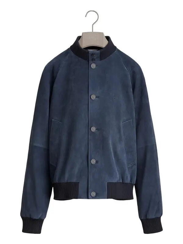 Dior Harrington Jacket With Debossed Signature - Dark Blue
