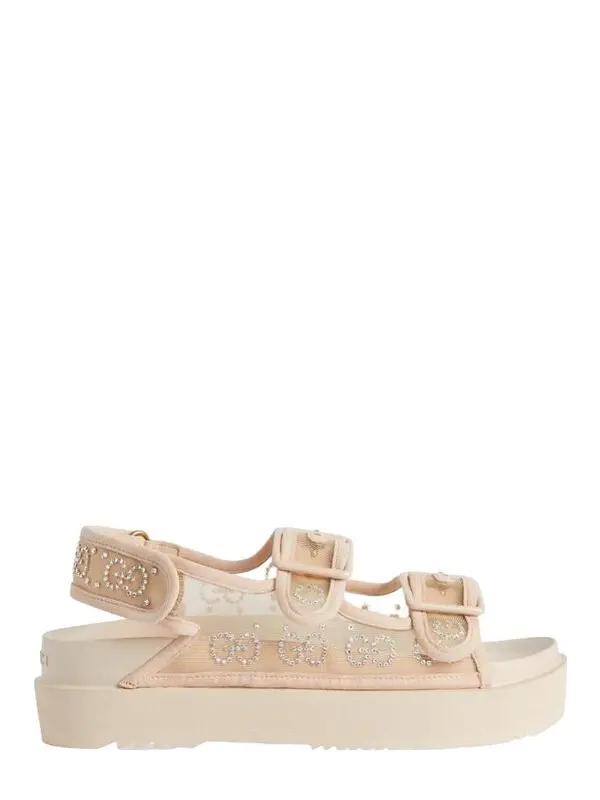 Gucci Embellished Monogram Pattern Sandals - Nude