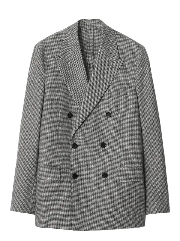 Burberry Puppytooth Check Wool Tailored Jacket - Titanium Gray/black