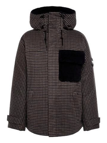 Giorgio Armani Checked Cashmere Down Jacket With Drawstring Hood - Black