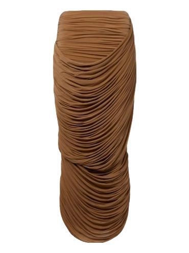 Magda Butrym Draped Ruched Jersey Midi Skirt - Brown