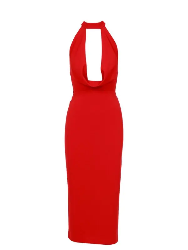 ANIYE BY Sleeveless Halterneck Maxi Dress With Draped Bodice - Red