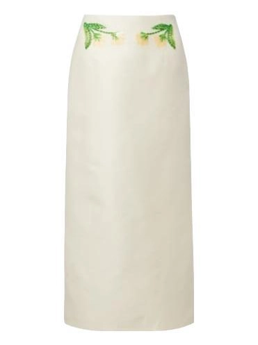 LEO Lin Quinn Embellished Wool And Silk Midi Skirt - White