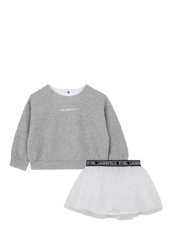 Karl Lagerfeld Two-piece Set With Long-sleeved Sweater And Skirt - Gray