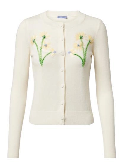 LEO Claire Embellished Wool And Cashmere Cardigan - White
