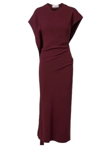 Victoria Beckham Draped Cady Midi Dress - Brown