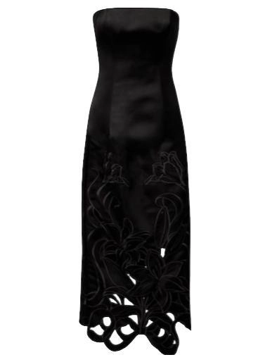 LEO Lin Rayna Floral-appliqué Bustier Gown - Black