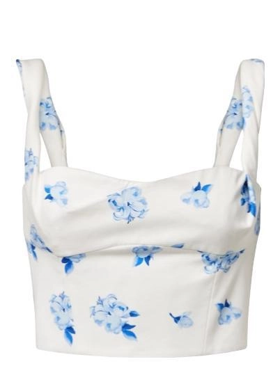 LEO Lexi Floral Cotton Crop Top - White