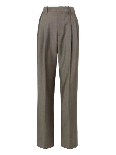 Victoria Beckham Wool And Mohair Pleated Straight-leg Pants - Gray