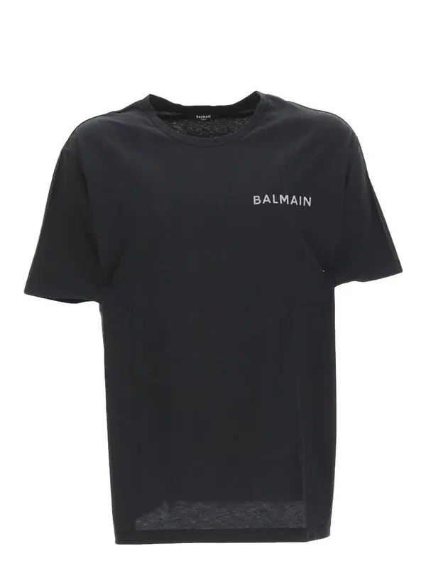 Balmain Oversized Cotton T-shirt With Small Logo - Black