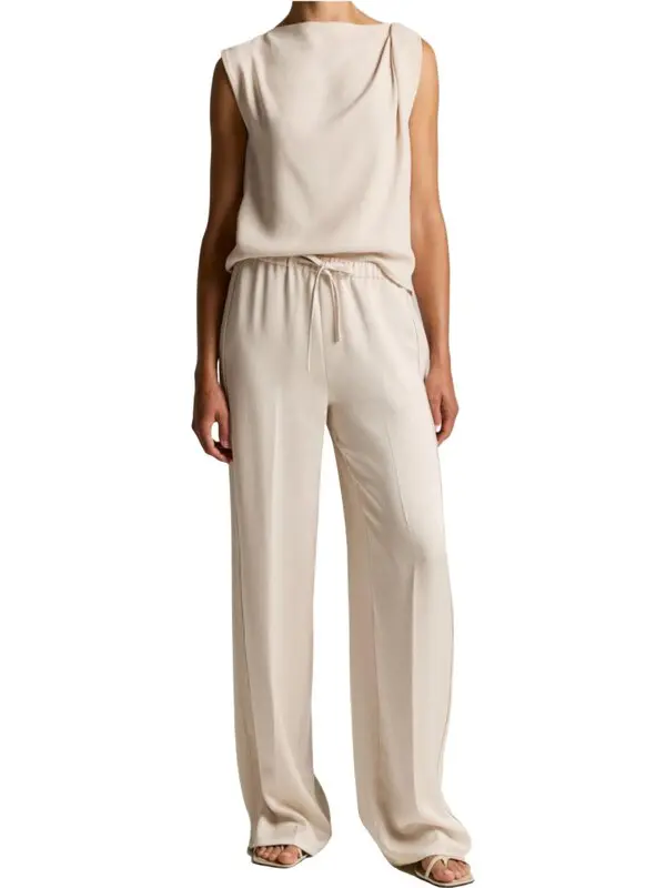 Vince Drawstring Pleated Wide Leg Pants - Nude