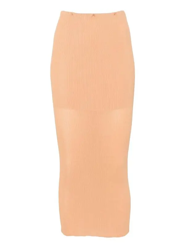 Alberta Ferretti Ribbed Midi Skirt - Neutrals