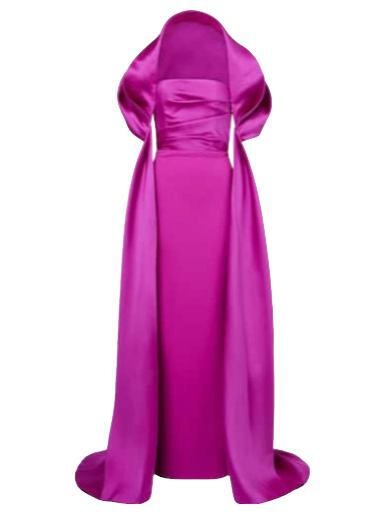 Solace Vera Caped Satin Gown - Pink