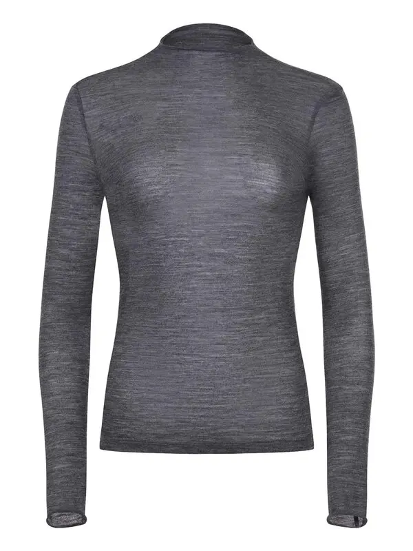 ALYSI Long Sleeve High Neck Top - Black