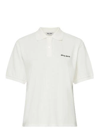 Miu Miu Piqué Cotton Polo Shirt - White