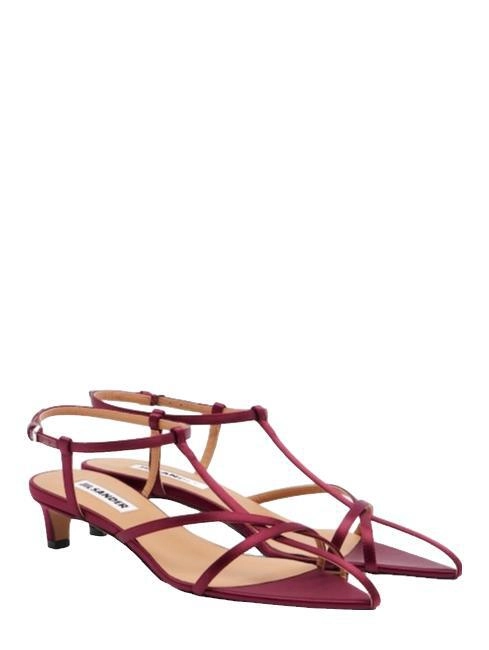 JIL SANDER Cage Satin And Leather Sandals - Red
