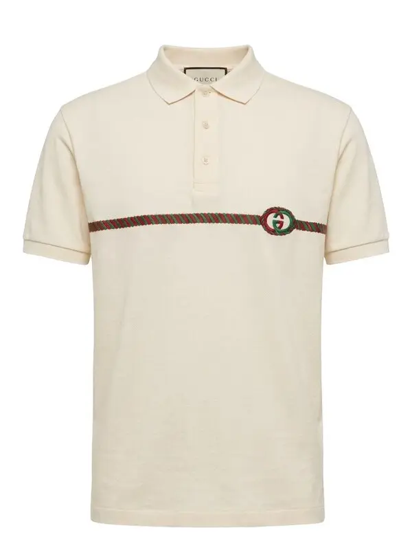 Gucci Gg Embroidered Polo Shirt - Blue