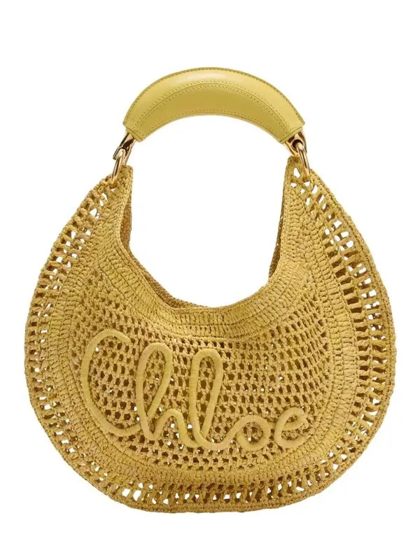Chloé Raffia Crocheted Hobo Handbag - Brown