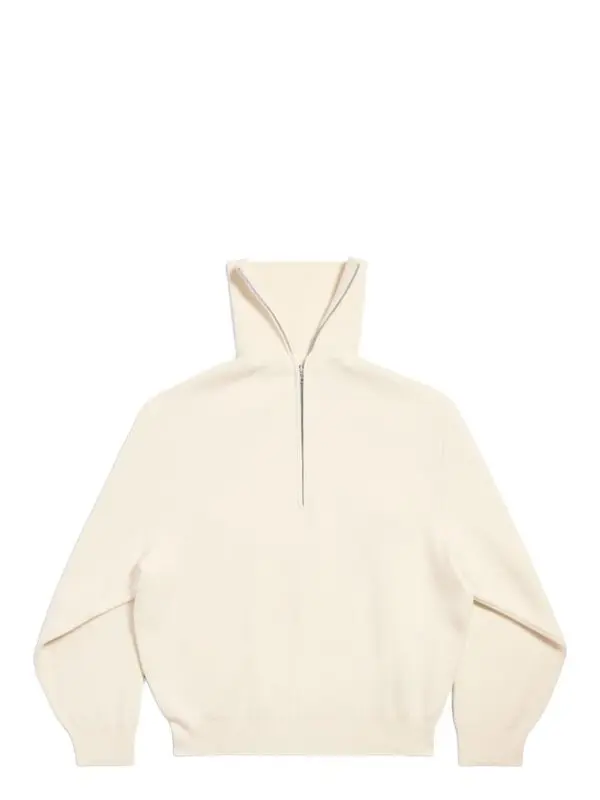 Balenciaga Half-zip Knitted Jumper - Off White
