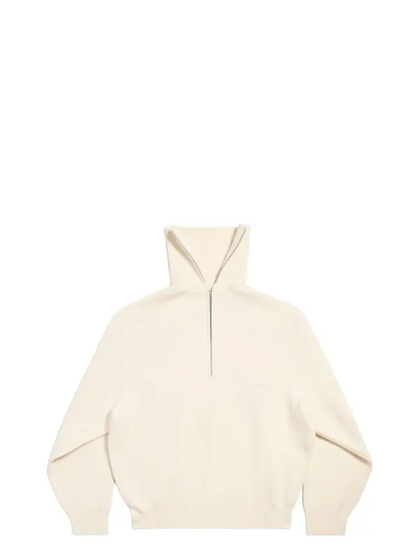 Balenciaga Half-zip Knitted Jumper - Off-white
