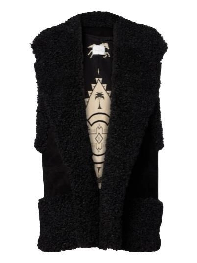 Johanna Ortiz Shearling-trimmed Suede Vest - Black