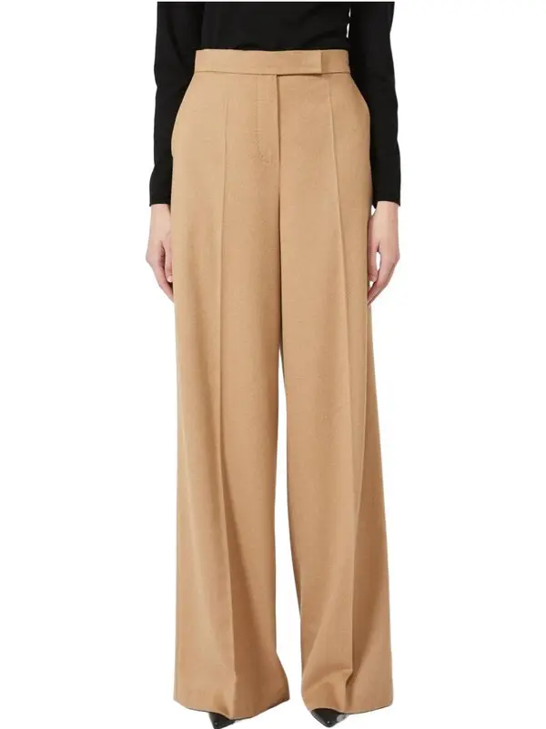 Max Mara Pleated Wide Leg Trousers - Nude