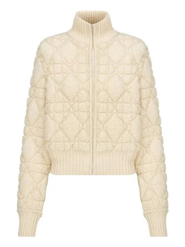 Dior Macrocannage Zipped Cardigan - White