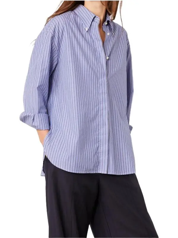 Officine Générale Long Sleeve Shirt With Classic Collar - Blue