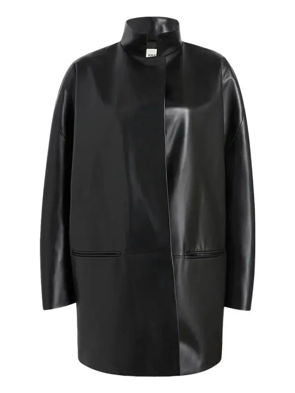 Khaite Long-sleeved Leather Coat - Black