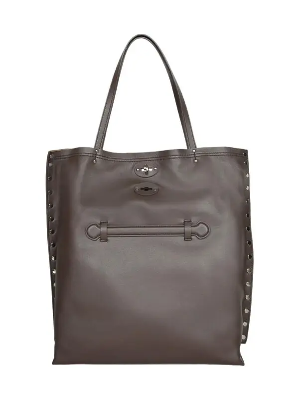 ZANELLATO Medium A'spasso Stud-embellished Leather Tote Bag - Gray