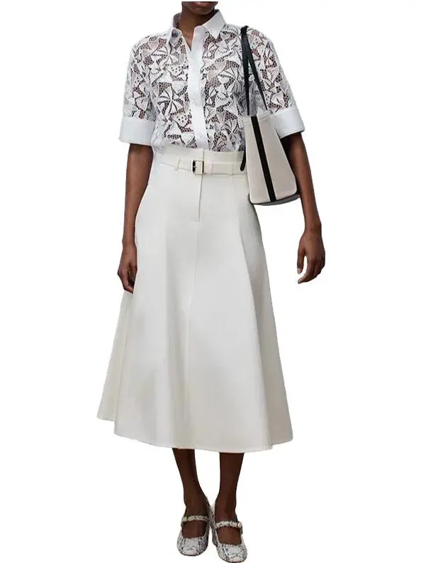Dior Short Sleeve Lace Blouse - White