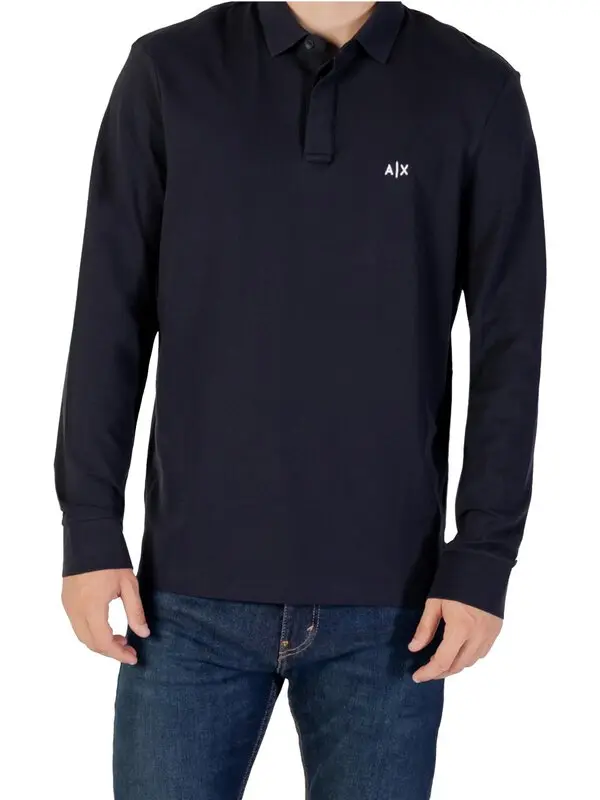Armani Exchange Long-sleeved Polo Shirt - Black