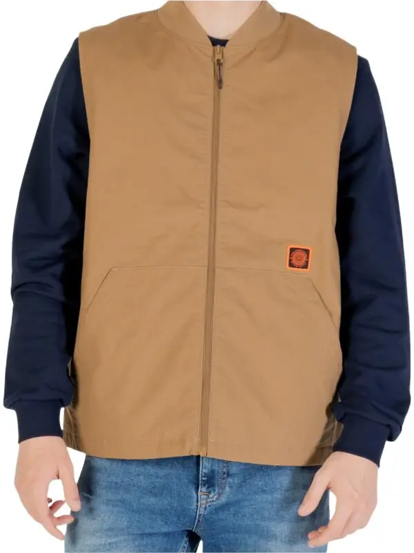 VANS Sleeveless Zip-up Vest With Front Pockets - Nude