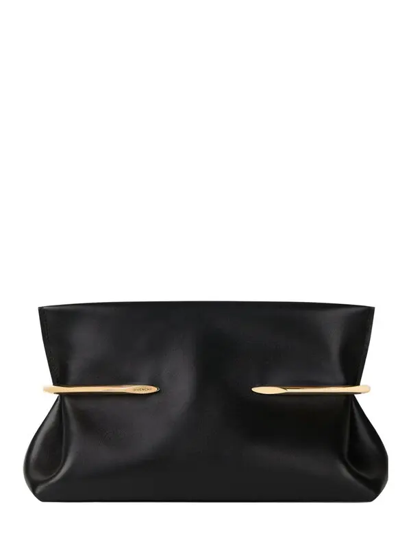 Givenchy Smooth Leather Clutch Bag With Metallic Accents - Black