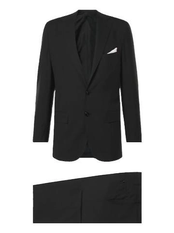 Kiton Single-breasted Wool Suit - Black