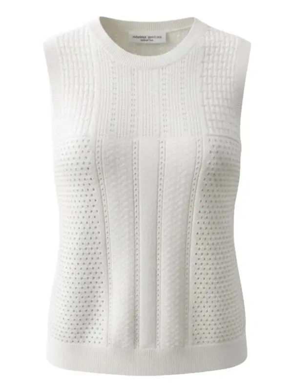 ROBERTO COLLINA Sleeveless Textured Knit Sweater - White