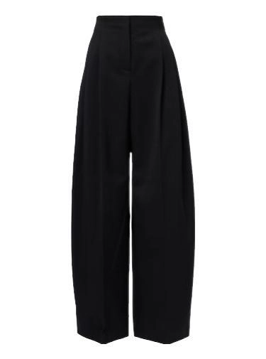 MUGLER Virgin Wool Pleated Wide-leg Trousers - Black