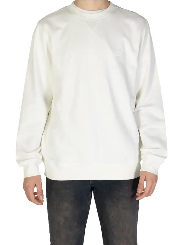 Hugo Boss Logo Patch Cotton Terry Sweatshirt - White