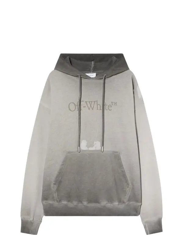 Off-White Long Sleeve Hooded Sweatshirt - Grey