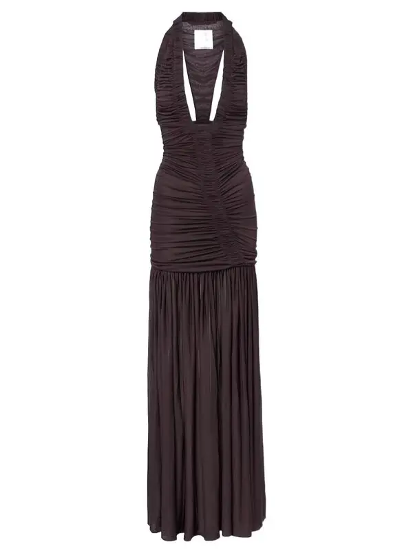 Christopher Esber Halterneck Gathered Maxi Dress - Black