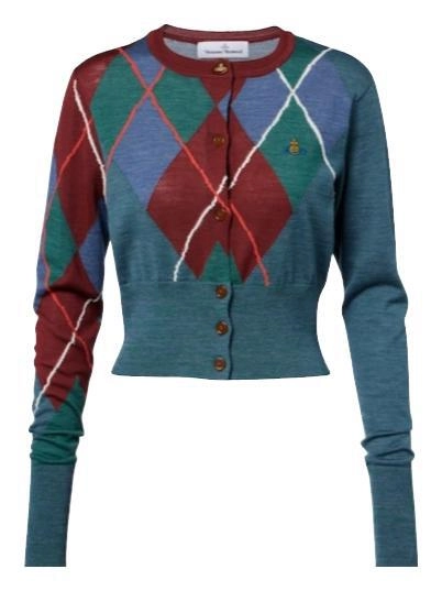 VIVIENNE WESTWOOD Argyle Wool And Cotton Cardigan - Blue