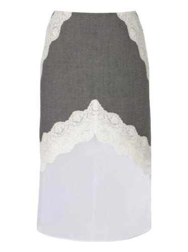 JIL SANDER Lace-trimmed Wool Midi Skirt - White