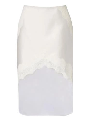 JIL SANDER Lace-trimmed Satin Midi Skirt - White