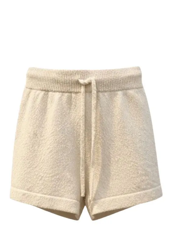 ROBERTO COLLINA Textured Elastic Waist Shorts With Drawstring - Nude