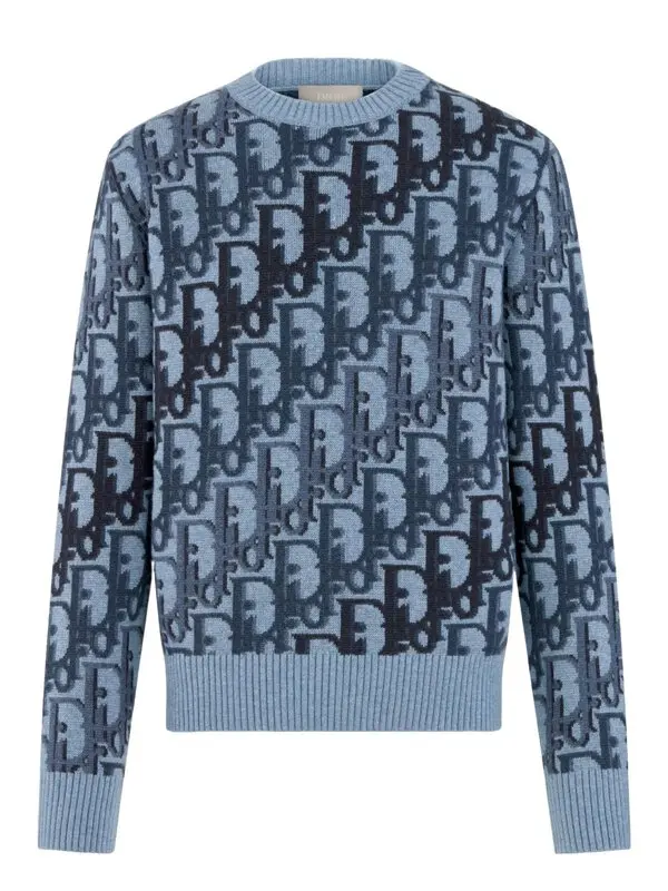 Dior Multicolor Oblique Print Sweater - Blue