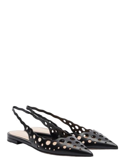 GIANVITO ROSSI Cutout Leather Slingback Flats - Black